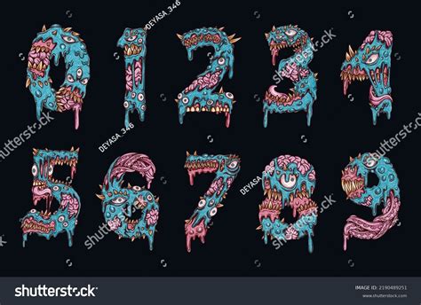 Zombie Numbers Zero Nine Sets By Stock Vector Royalty Free 2190489251