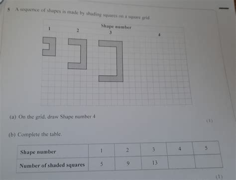 solved 5 a sequence of shapes is made by shading squares on a square