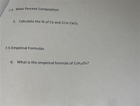 Solved Mass Percent Composition Calculate The Of Chegg