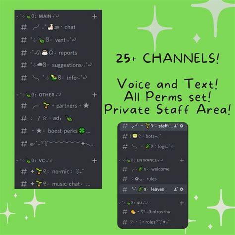 Cute Kawaii Green Aesthetic Discord Server Template Instant Download