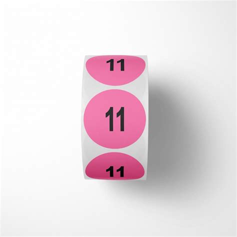 Number 11 Round Paper Label With Pink Background 2 Dia Us