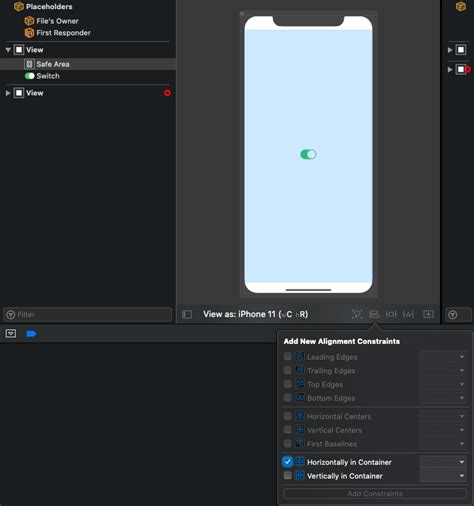 Ios Cannot Add Constraints On A Fresh Custom View In Xcode 11x Xib File Stack Overflow