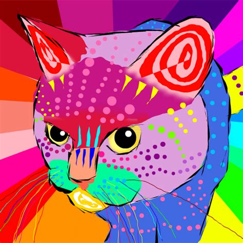 Psychedelic Cats Drawings Sketchport