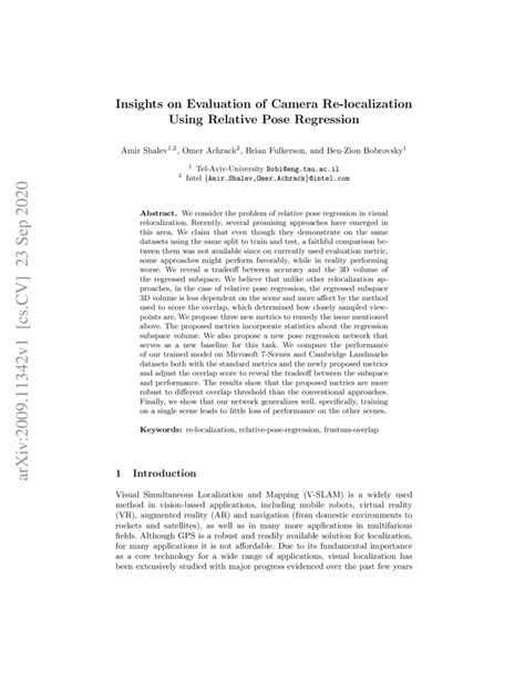 insights on evaluation of camera re localization using relative pose