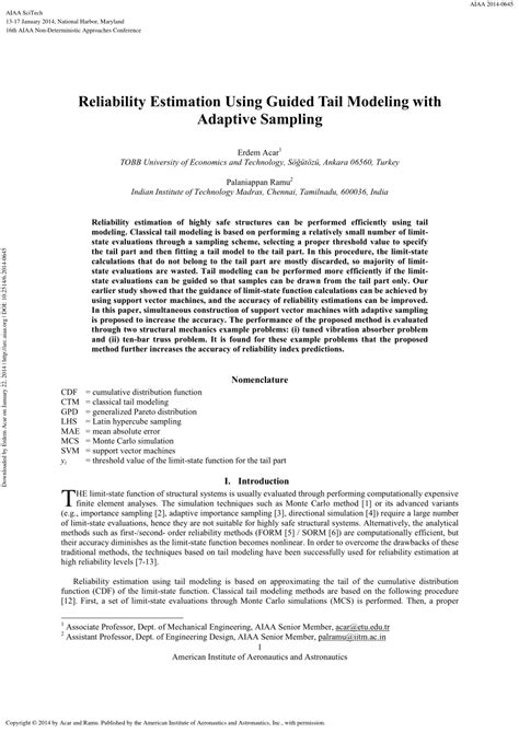 pdf reliability estimation using guided tail modeling with adaptive