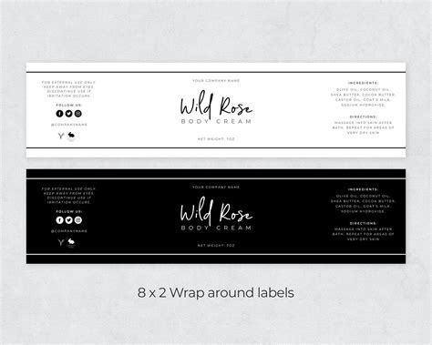 Editable Wrap Around Label Template Body Product Label Etsy Australia
