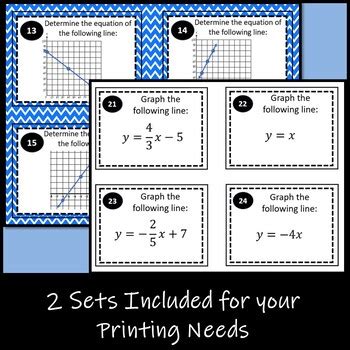 Slope Intercept Form Task Cards Graphing Writing Equations TPT