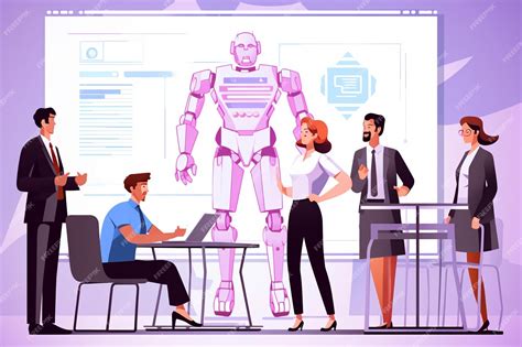 Premium Vector Management Team Agile Robot Projector