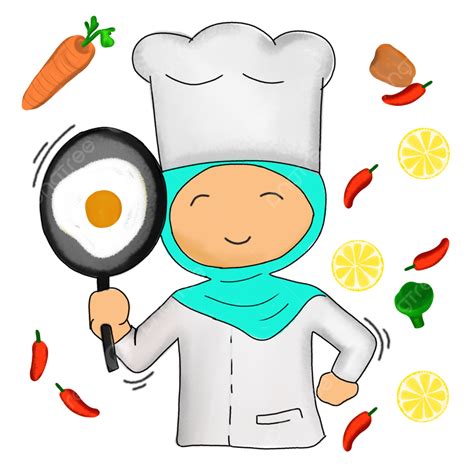 Cute Woman Professional Chef Sticker Character Cute Clipart Chef