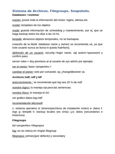 Sistema De Archivos En Sql Server Pdf Sql Bases De Datos
