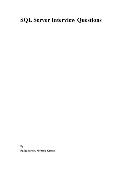 Sql Server Interview Questions Sql Server Interview Questions By