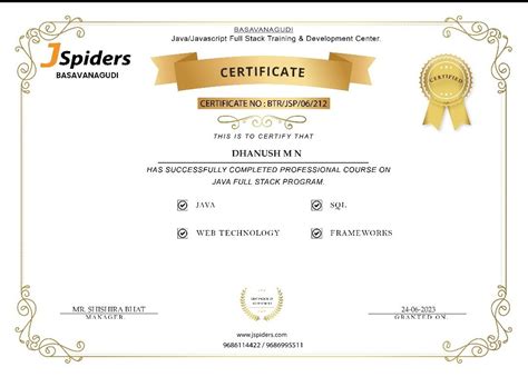 Dhanush M N On Linkedin Im Glad To Share That Ive Completed The Java