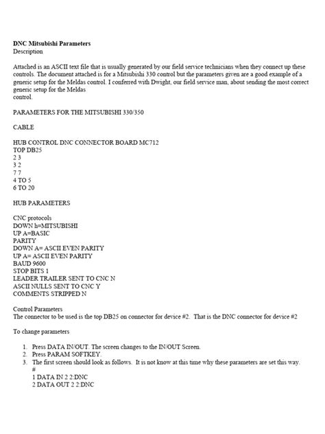 Dnc Mitsubishi Parameters In Out Pdf Computing Computer Engineering
