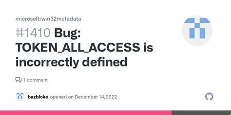 Bug TOKEN ALL ACCESS Is Incorrectly Defined Issue 1410 Microsoft Win32metadata GitHub