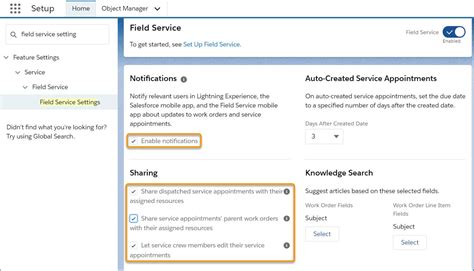 Field Service Operations User Settings Customization