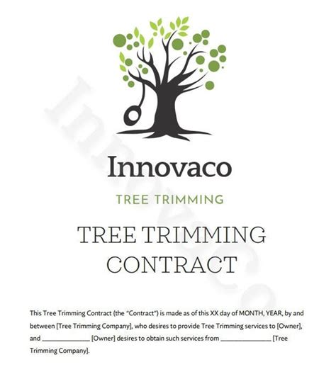 Tree Trimming Contract Template Tree Removal Contract Agreement Tree