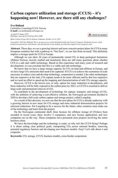 Pdf Carbon Capture Utilization And Storage Ccus Its Happening Now However Are There