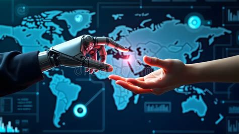 Human And Robot Connection A Futuristic Digital Interaction Stock Image Image Of Connection