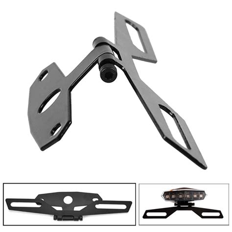 Motorcycle License Plate Bracket Taillight Mount Support Folding Number