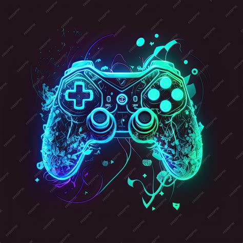 Premium Photo Abstract Neon Light Game Controller Artwork Design