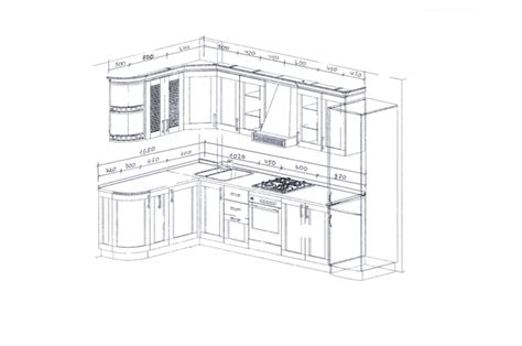 Premium Photo Sketch Drawing Of Furniture For The Kitchen With Dimensions
