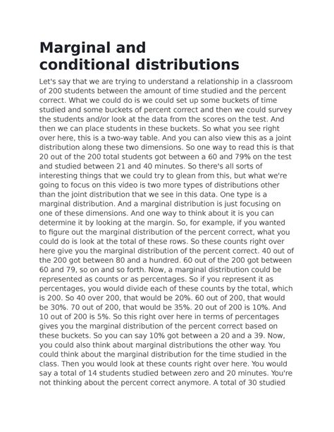 Marginal And Conditional Distributions Marginal And Conditional Distributions Lets Say That