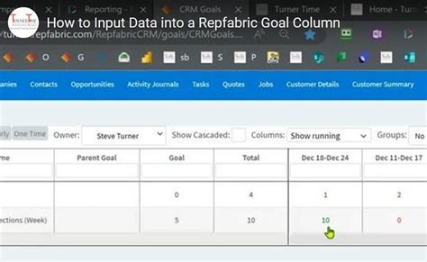 How To Input Data Into A Repfabric Goal Column Turner Time Management Llc