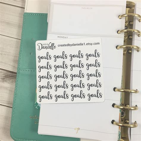 Goals Script Word Planner Stickers For Calendar Journal Etsy