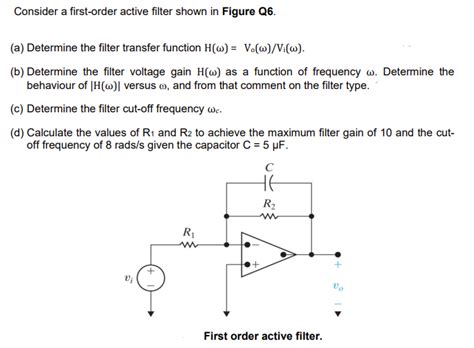 Solved Consider A First Order Active Filter Shown In Figure