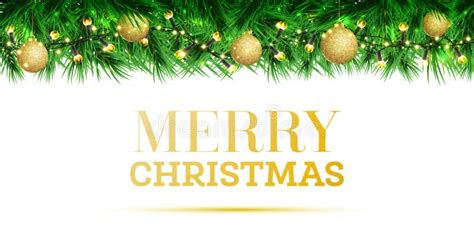 Fir Branches With Golden Christmas Balls And Neon Lights On Garlands On