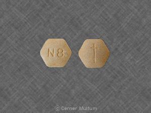 N8 Logo Pill Orange Six Sided 11mm Pill Identifier