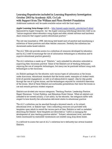 Learning Repositories Included In Learning Repository Investigation Pdf Metadata