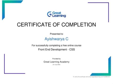 Ayishwarya C On Linkedin I Have Successfully Completed The Course Css Offered By Great Learning 😇