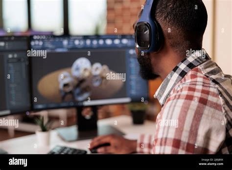 Male Freelancer Working On Machinery Construction Using Cad Engineering
