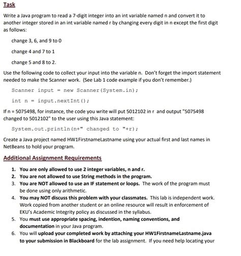 Solved Task Write A Java Program To Read A 7 Digit Integer Chegg Com