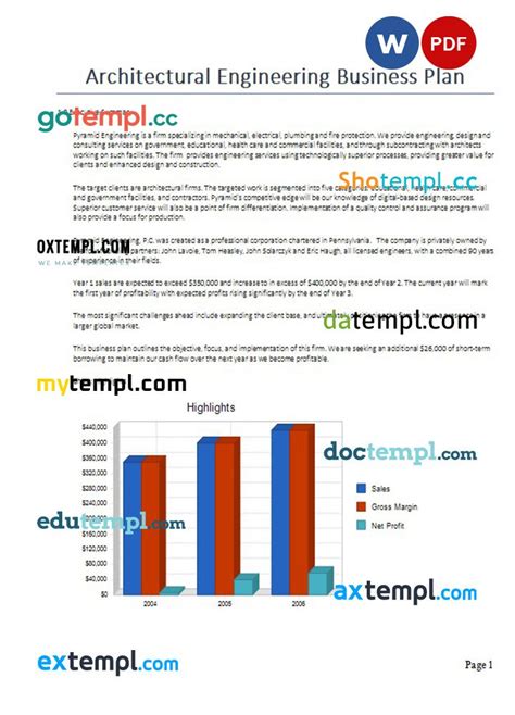 Architectural Engineering Business Plan Example In Word And Pdf Formats Mytempl