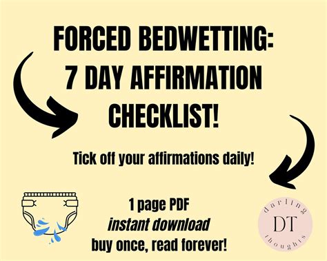 Abdl Forced Bedwetting 7 Day Daily Affirmations Checklist 1 Page