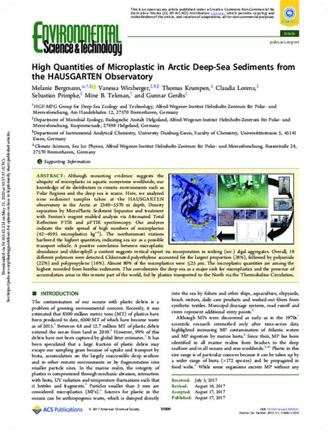 Pdf High Quantities Of Microplastic In Arctic Deep Sea Sediments From