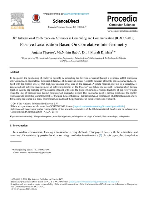 Pdf Passive Localisation Based On Correlative Interferometry