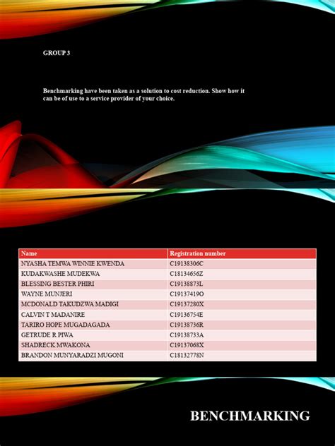 Group 3 Benchmarking 1 Pdf Benchmarking Energy Conservation
