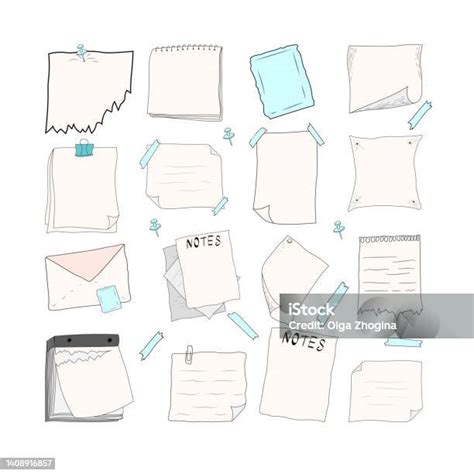 종이 시트 노트북 및 찢어짐 달력 복사 공간 만화 모형 스타일로 텍스트를 작성하기위한 빈 흰색 조각 세트 배경 주제에 대한 스톡 벡터 아트 및 기타 이미지 Istock