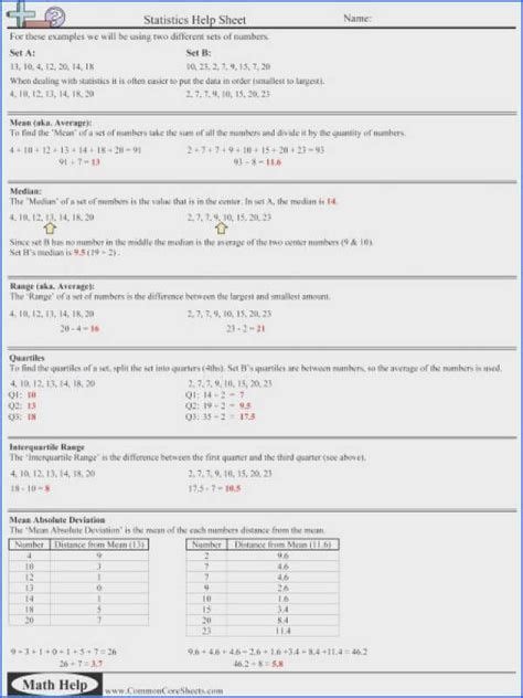 Standard Deviation Worksheet With Answers Pdf At Autumnmalaya