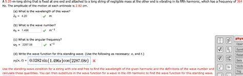 solved a 5 25 m long string that is fixed at one end and