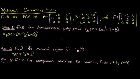 Rational Canonical Form An Example Youtube
