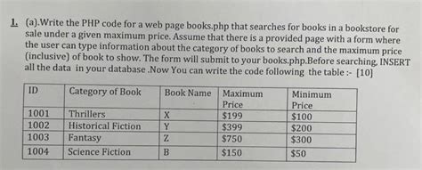 Solved A Write The PHP Code For A Web Page Books Php Chegg Com