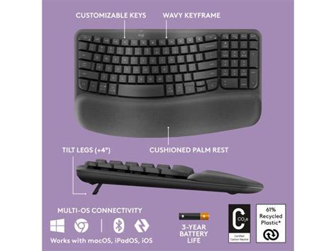 Logitech Wave Keys Mk670 Combo Wireless Ergonomic Keyboard With