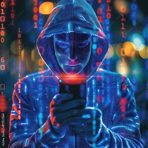 A Young Male Wearing A Black Hoodie With A Blue Digital Glitch Effect Stands In Front Of A Dark