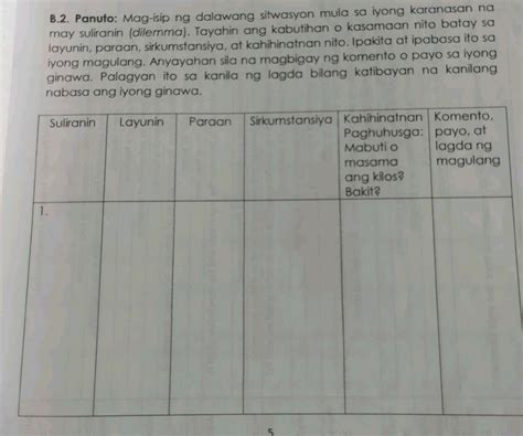 B Panuto Mag Isip Ng Dalawang Sitwasyon Mula StudyX