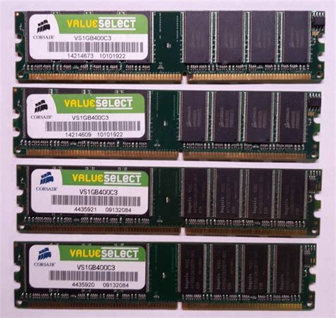 4x1gb Corsair Valueselect Ddr1 Ram 400mhz Pc3200 Dimm 184 Pol Cl3 Vs1gb400c3 4gb Ebay