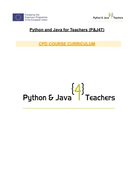 Curriculum Python And Java 4 Teachers